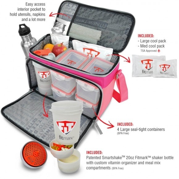 the BOX large pink Fitmark Meal Prep Bags